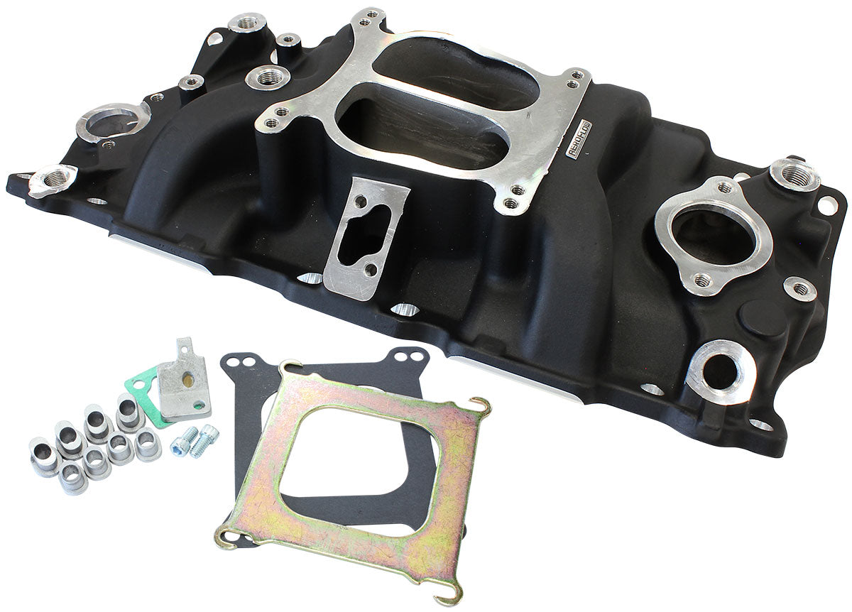 SBC CLASSIC INTAKE MANIFOLD DUAL PLANE CHEV 350 BLACK – SpeedSpec