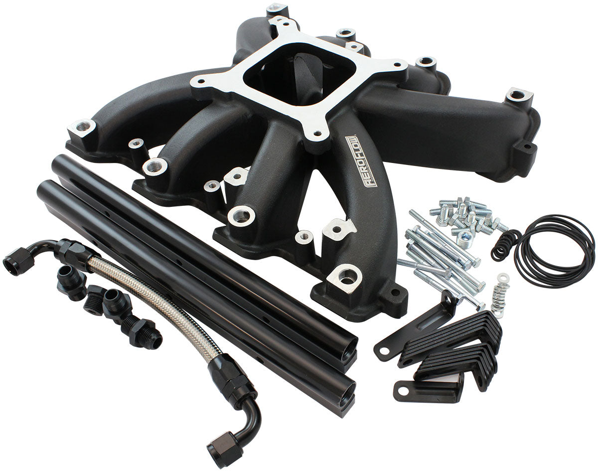 GM LS CARBY INTAKE MANIFOLD CATHEDRAL PORT EFI LS1 LS2 BLACK Aeroflow ...